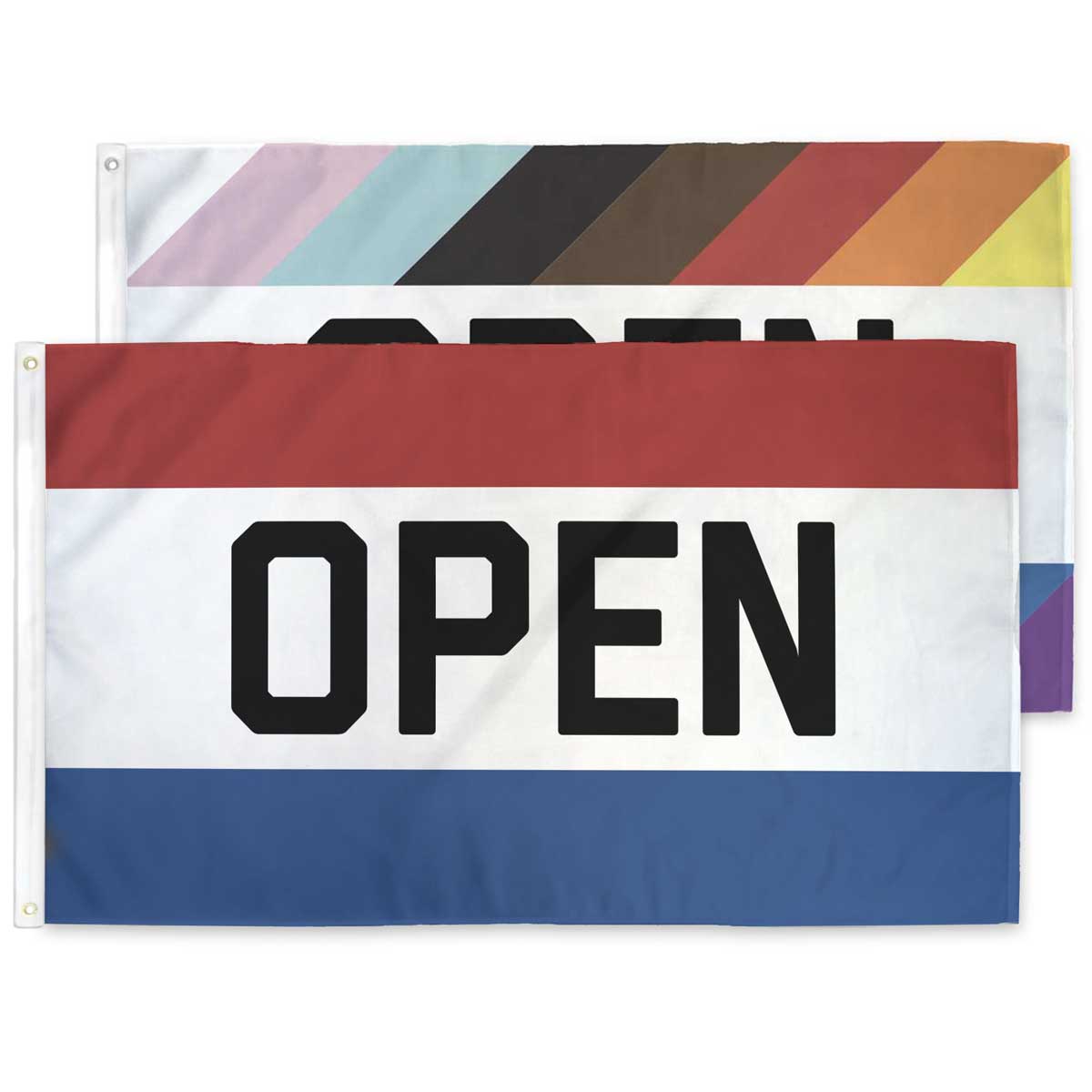 "OPEN" Flag | Red White Blue or Rainbow | Durable Outdoor Flag