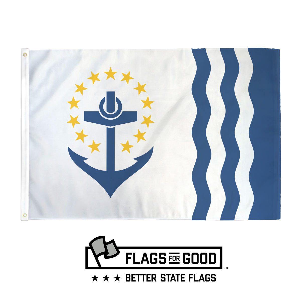 Rhode Island State Flag - Redesign | Maritime Anchor Flag | Flags For Good